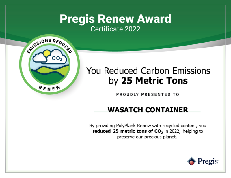 Pregis Purpose Renew Award | Wasatch Container - Utah, USA